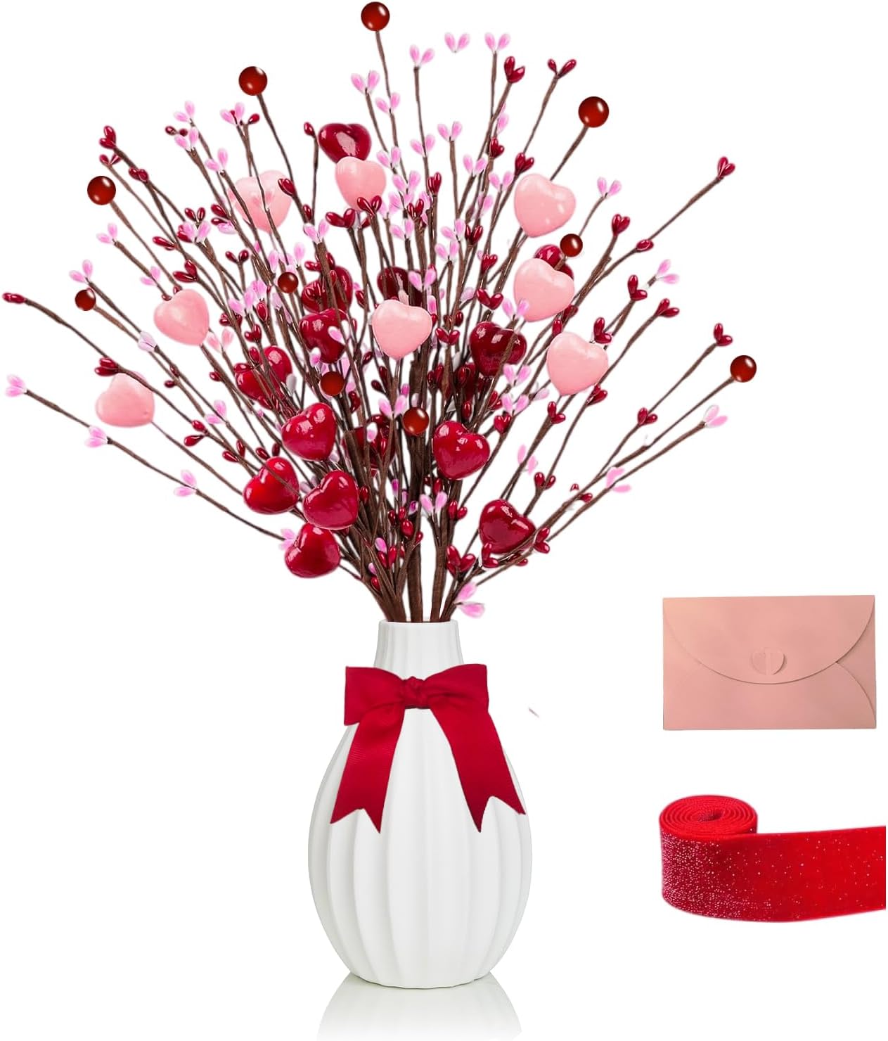 Amazon.com: Valentine’s Day Gifts, 6 Pcs Artificial Berry Flower Stems ...
