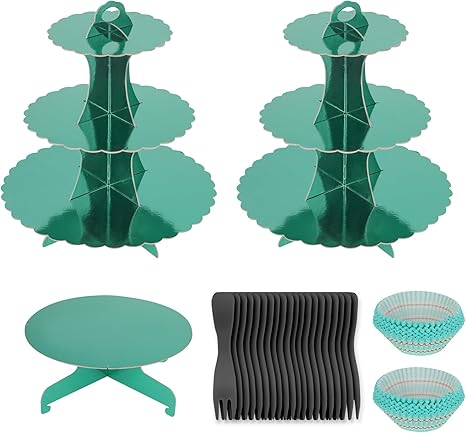 Amazon.com: 2 Pack Cupcake Stand Set 3-Tier Cardboard Cupcake Stand ...