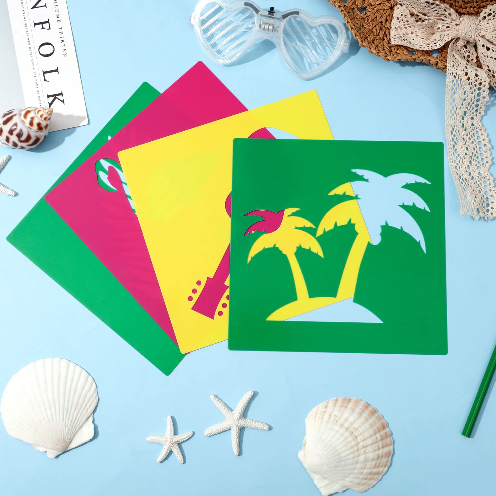 Snapklik.com : 24 Pieces Summer Stencils For Kids 8 Inches Drawing ...