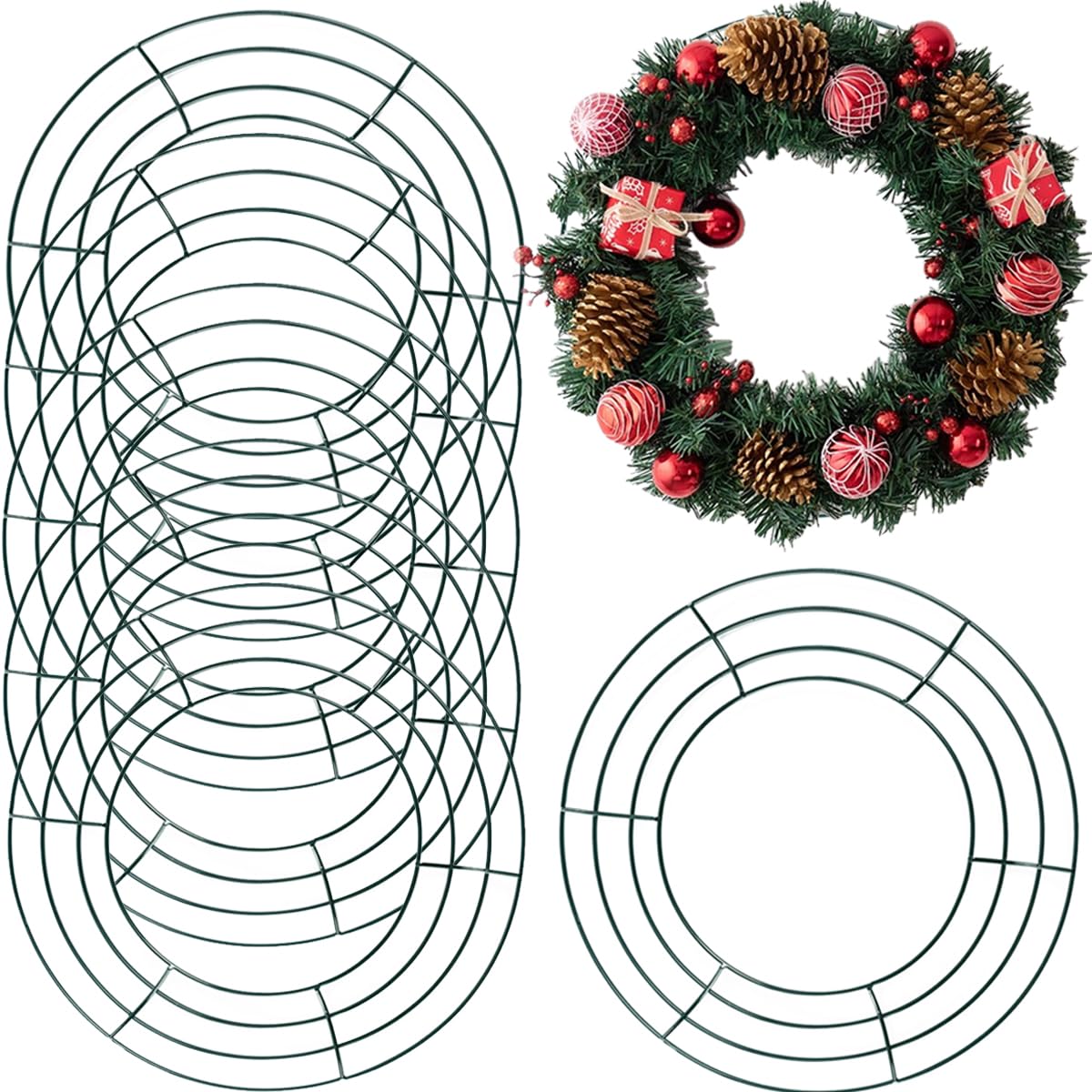 Amazon.com: TIHOOD 6PCS 10” Wire Wreath Frame Round Metal Wreath Form ...