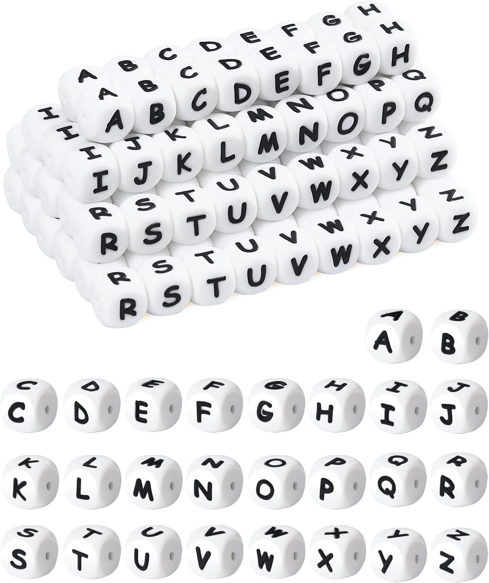 Amazon.com: Auvoau 300Pcs Letter Beads Z 4X7mm White Alphabet Beads ...