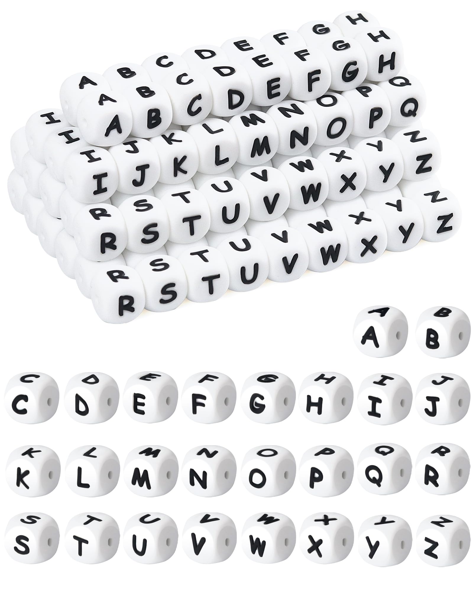 Amazon.com: 130Pcs FIVEIZERO Silicone Letter Beads, 12mm A-Z Alphabet ...
