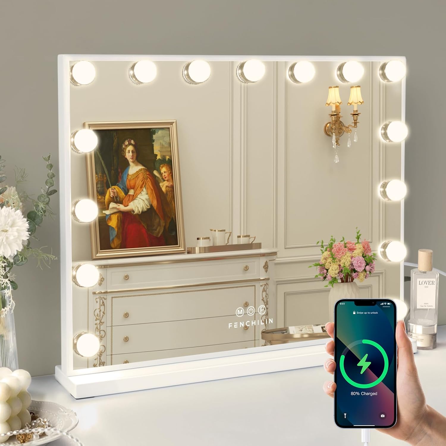Amazon.com - FENCHILIN Vanity Mirror with Lights, 22.8"x 18.1 ...