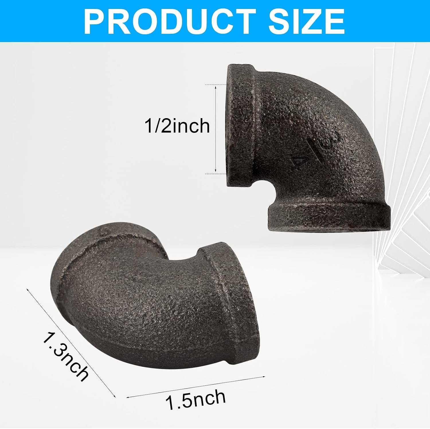 40 Pack 1/2 inches Malleable Cast Iron Pipe Elbows, Chile | Ubuy