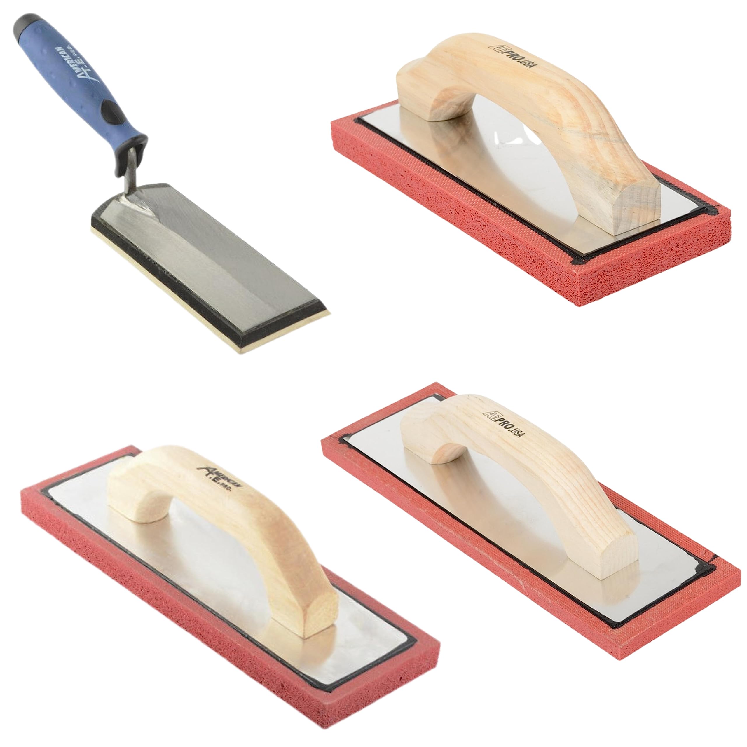 ATE Pro. USA - 4pc Masonry Float Set - Gum Rubber Margin Float with ...