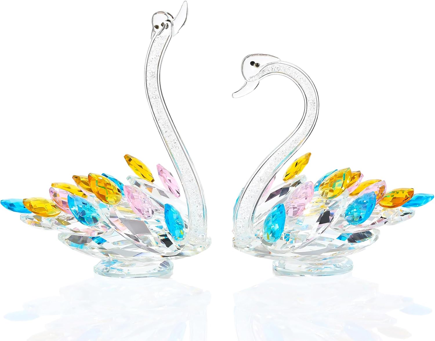 Amazon.com: Ornalrist Set of 2 Crystal Colorful Swans Wedding ...