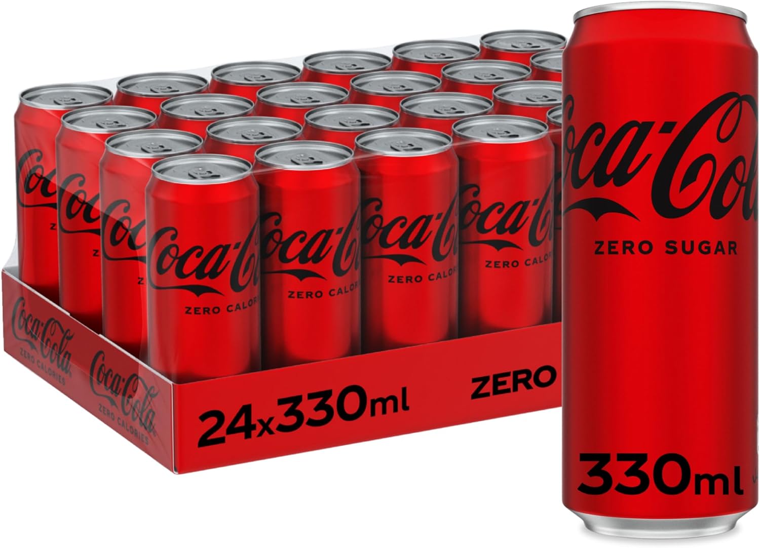 Coca-Cola Zero, Pack of 24 Cans x330ml, Same Coca Cola Taste with zero ...
