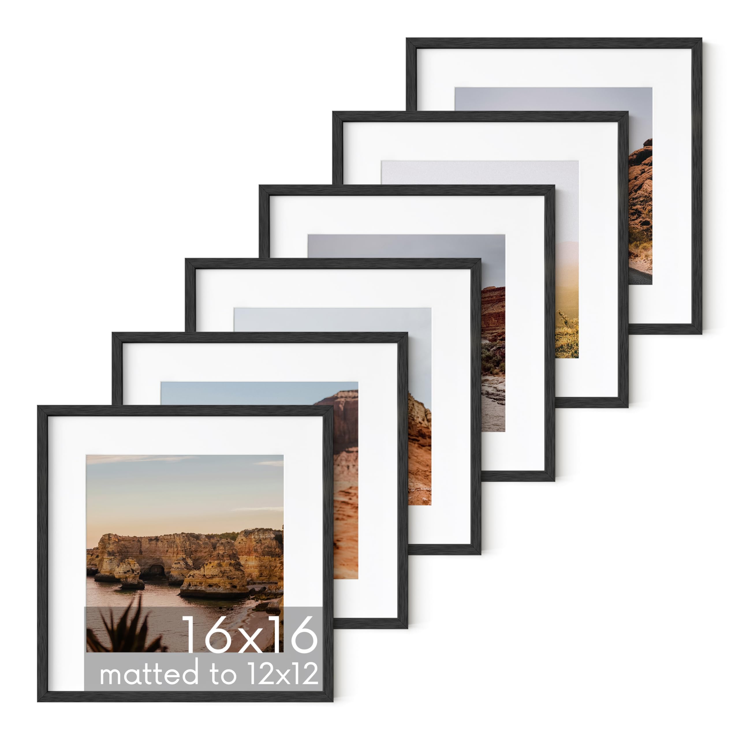 Amazon.com - HAUS AND HUES Solid Oak Wood 16”x16” Picture Frames Matted ...