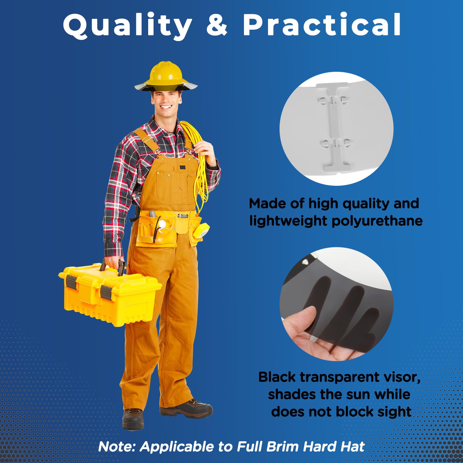 Hard Hat Sun Shade Fits Standard V-Gard Full Brim Attachment,Reusable ...