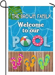 Amazon.com : Personalized Welcome to Our Pool Garden Flag with Last ...