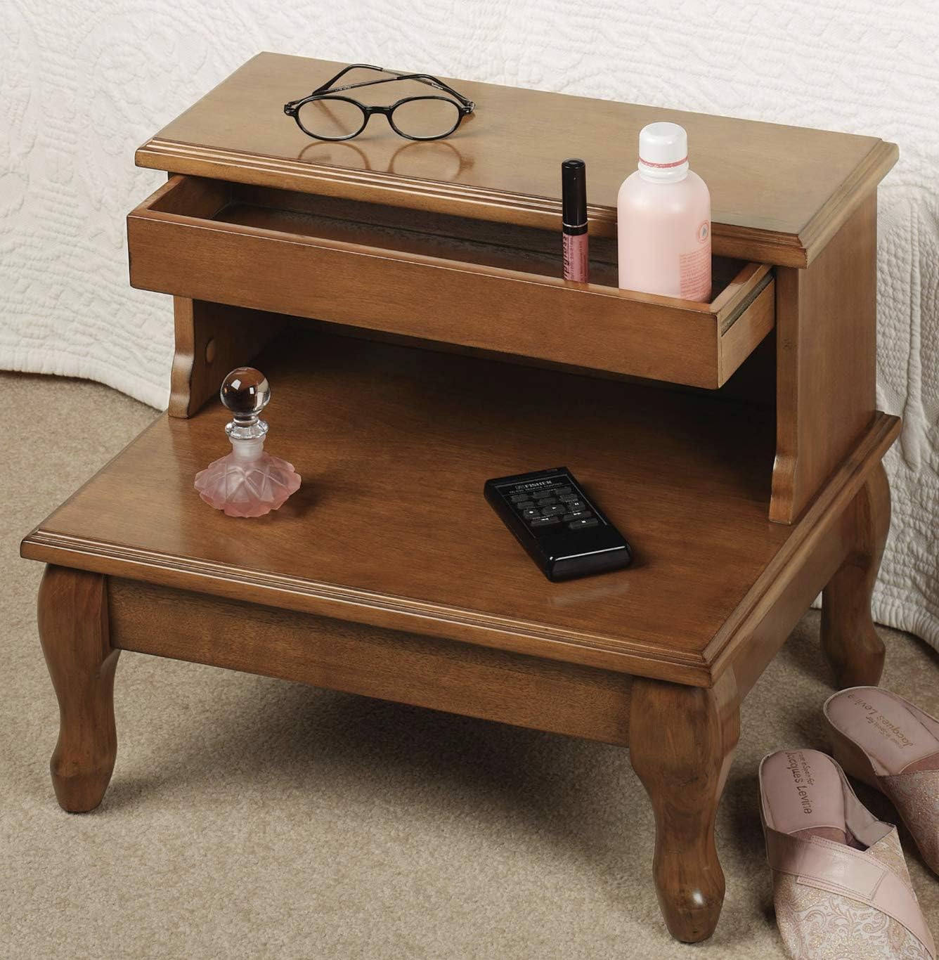 Amazon.com: Touch of Class Cessilee Wooden Bed Steps with Storage 16 ...