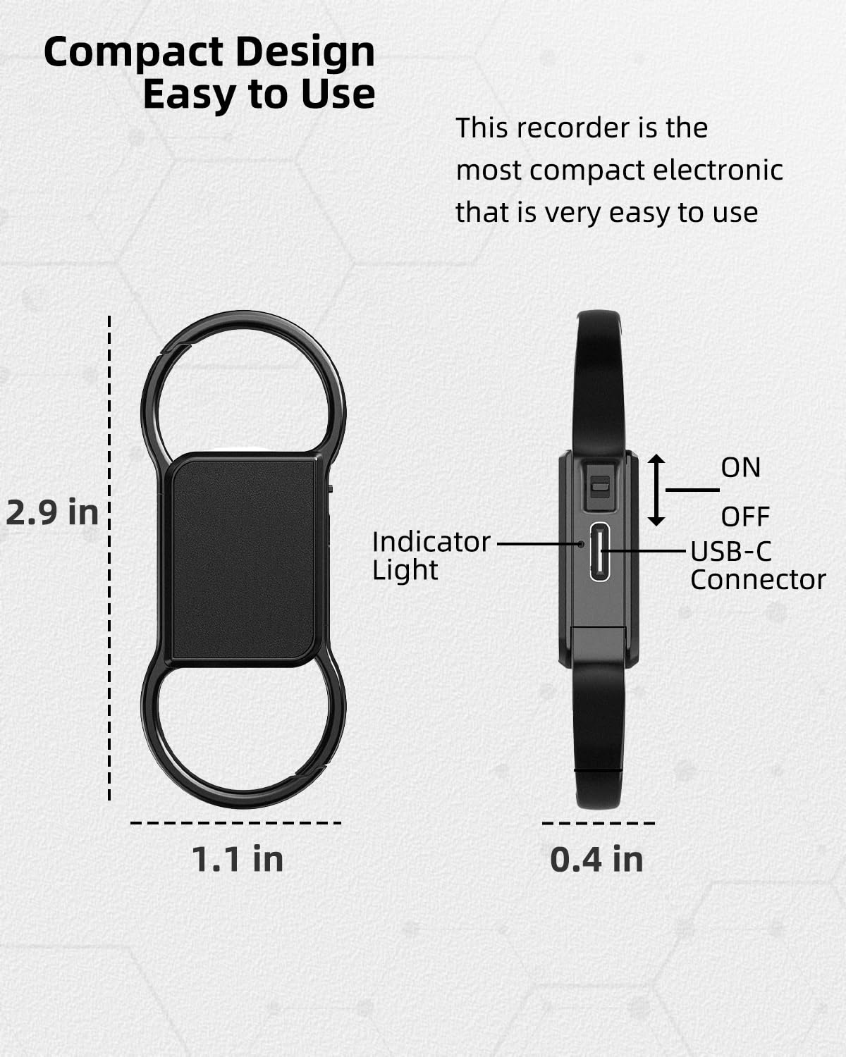 64GB Keychain Voice Recorder,Audio Recording Device with Triple Noise ...
