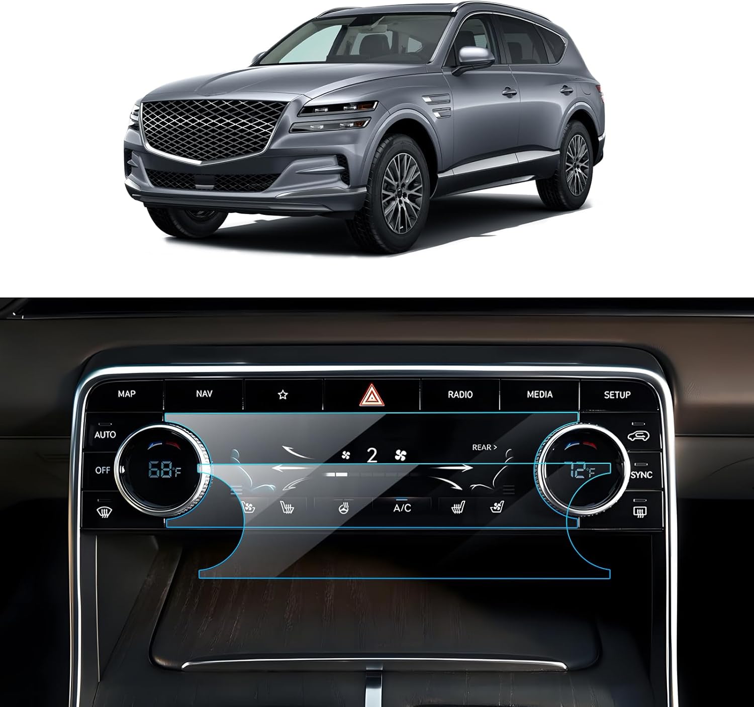 Amazon.com: LANTU 2PCS Car Screen Protector for 2021 2022 2023 2024 Genesis GV80 Accessories Air ...