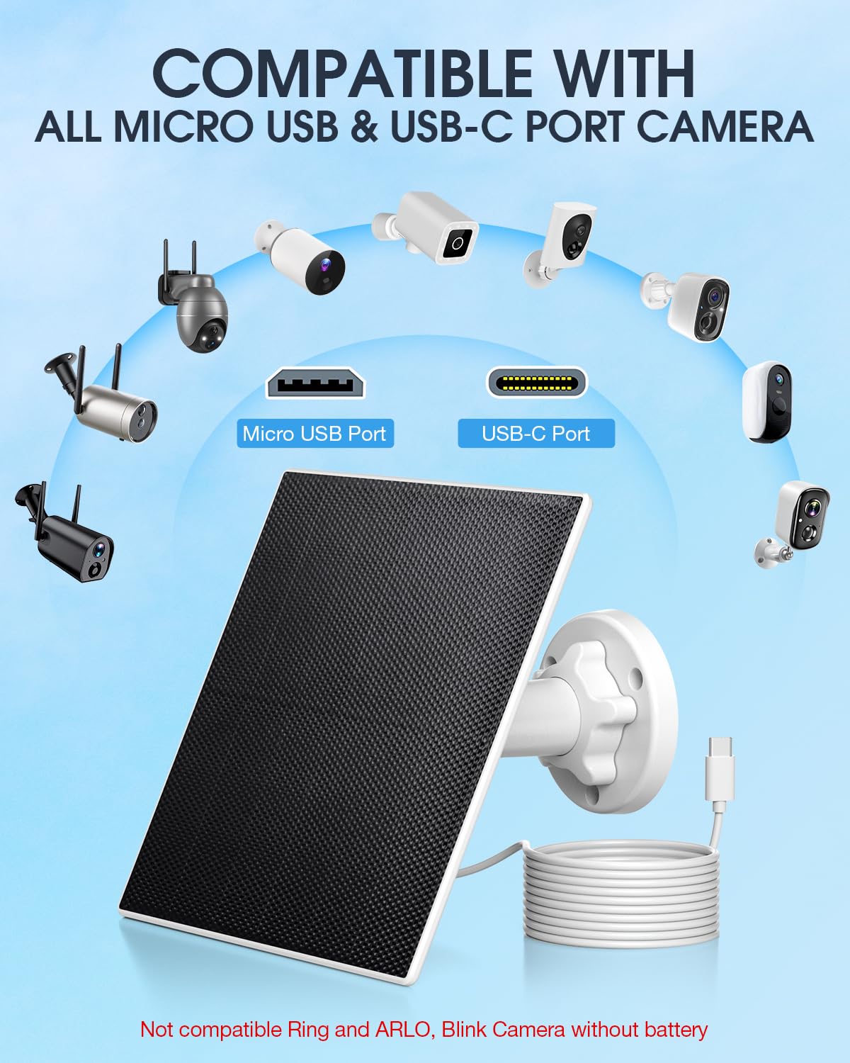 Snapklik.com : EBL 5W Solar Panel For Wireless Outdoor Security Camera ...