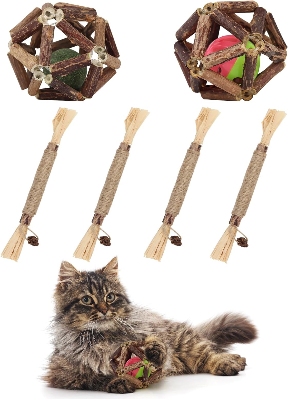 Amazon.com : QUVOVID Cat Toys, 4 Packs Catnip Ball Toys, Nature ...