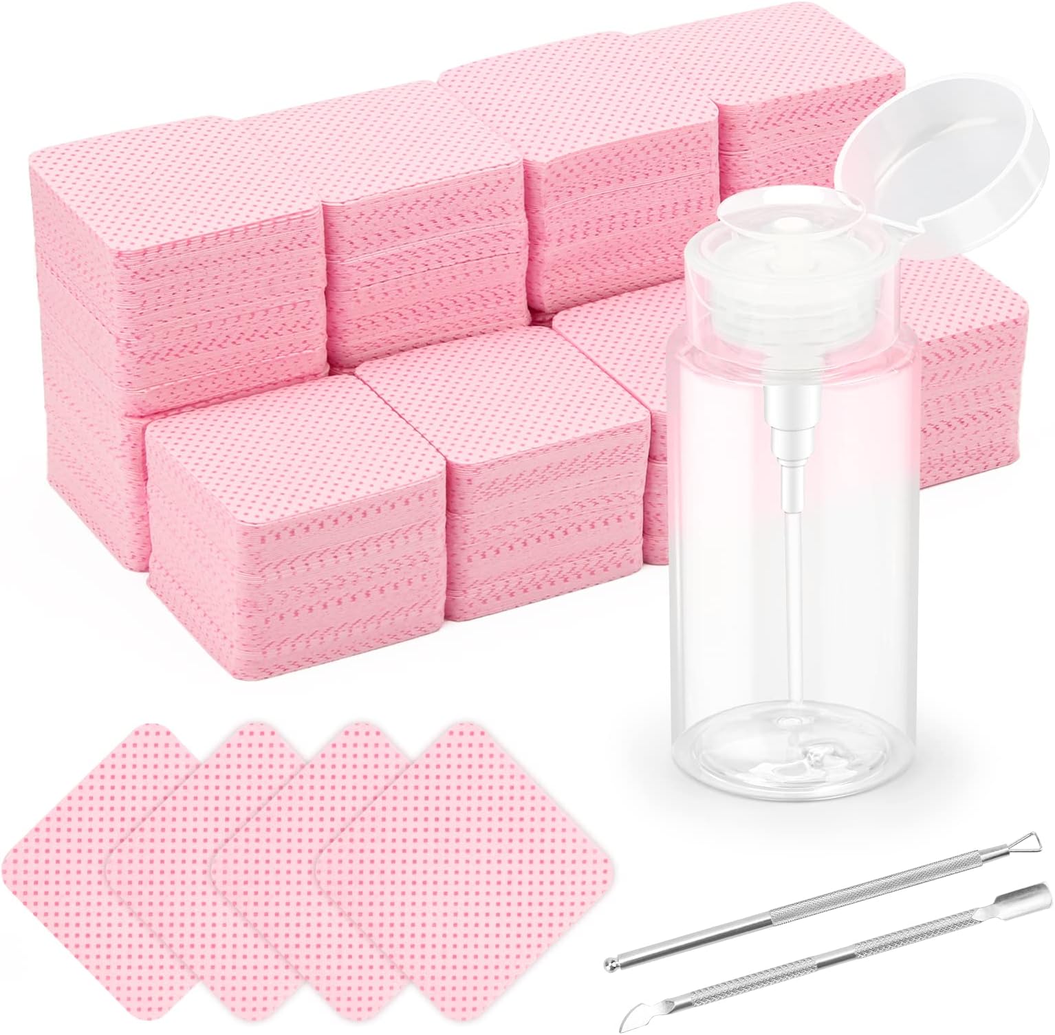 Amazon.com : 1080 + 3 Pcs Lint Free Nail Wipes Kit, Disposable Nail ...