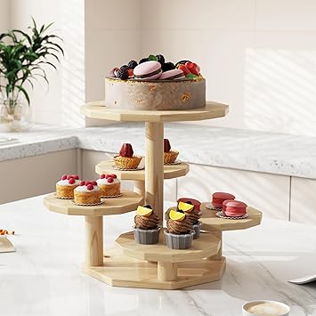 Amazon.com: 6 Tier Cupcake Stand,Wooden Cupcake Stand Wood Cake Stand ...