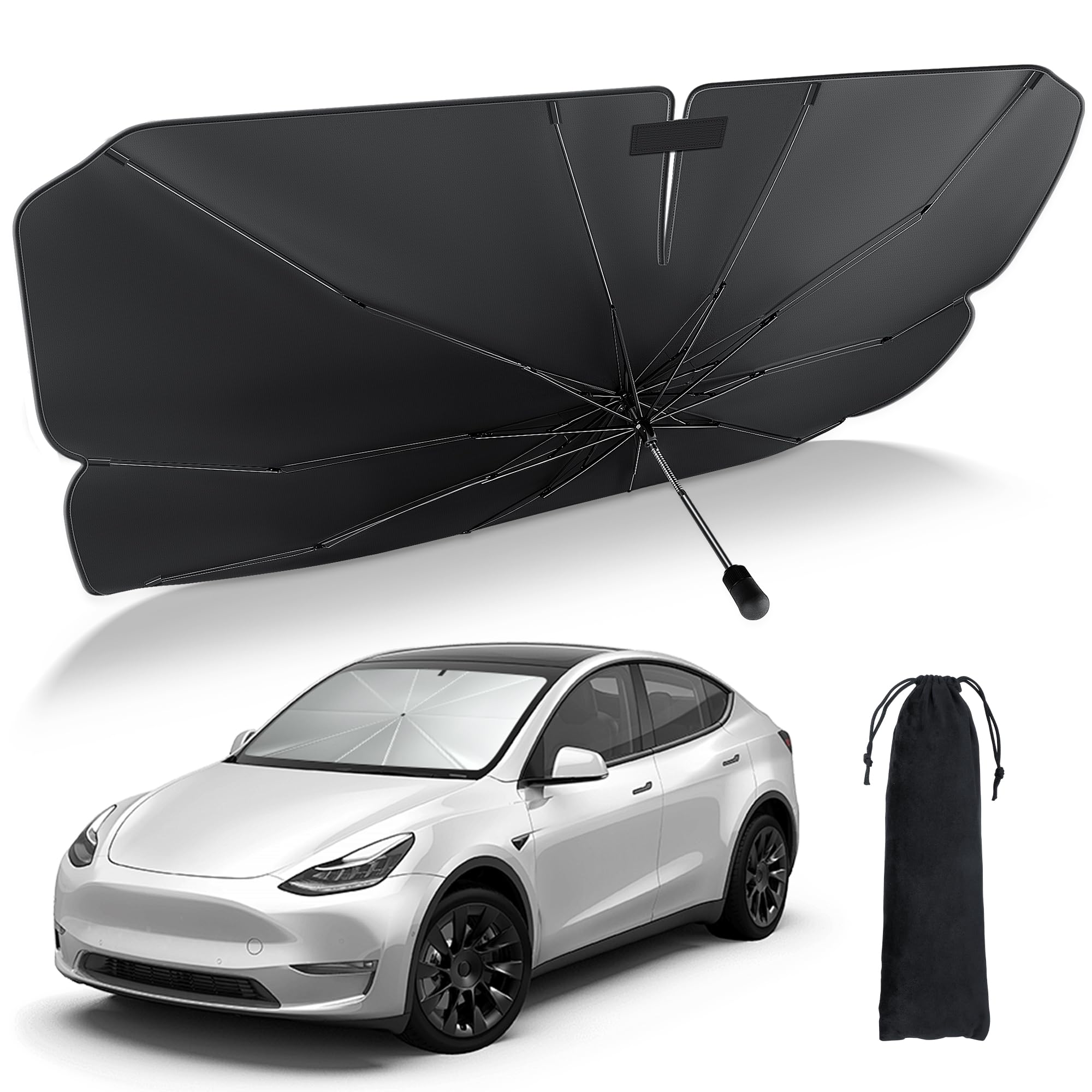Amazon.com: Uireefly Tesla Model Y Windshield Sun Shade Umbrella ...