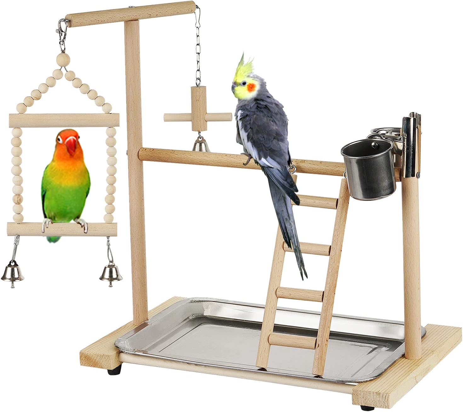 Dytiying Natural Wood Bird Playground Parrot Playstand Play Gym Stand ...