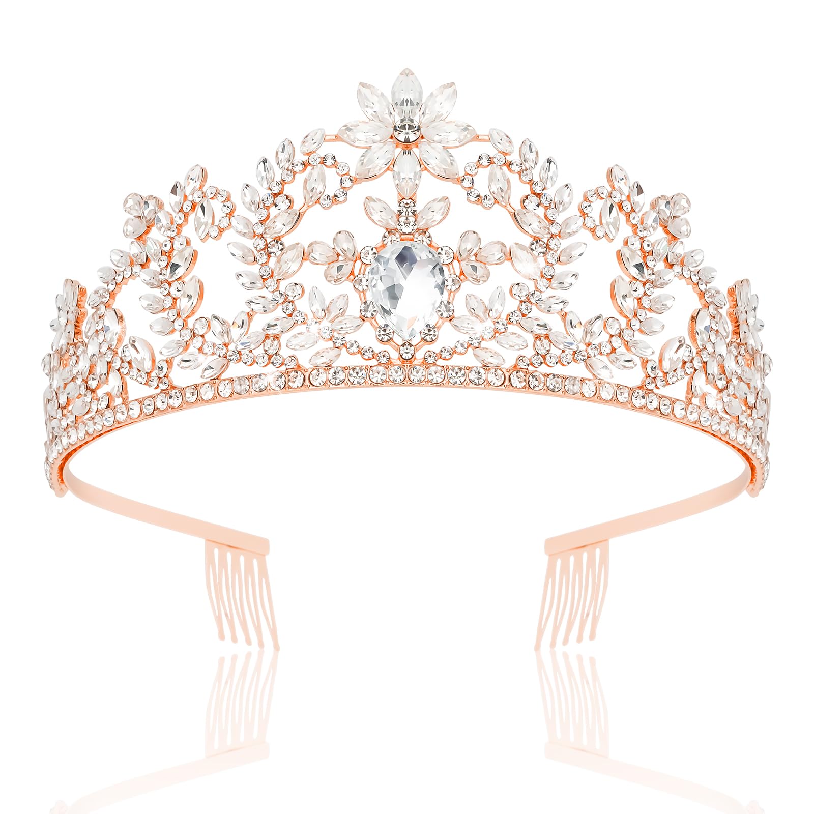 Amazon.com: CIEHER Rose Gold Crown Tiara for Girls Crowns for Women ...