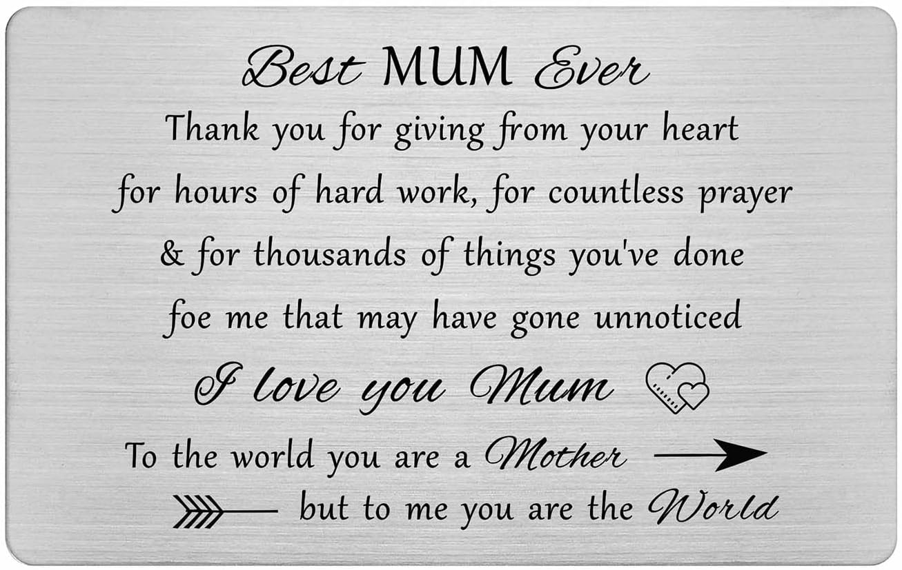 FALOGI To My Mum Wallet Card, Mum Birthday Cards from Kids, I Love You ...