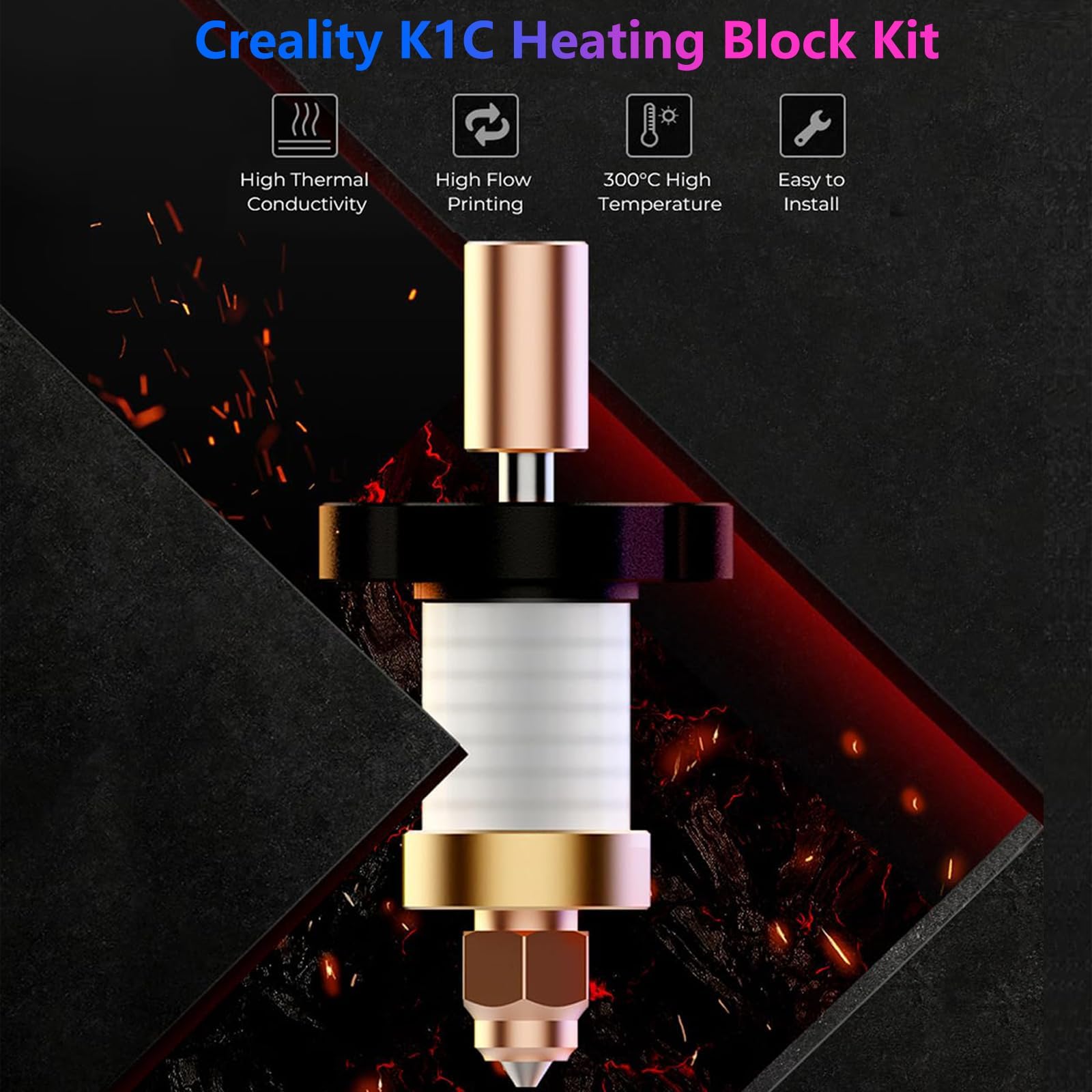 Snapklik.com : Official Creality K1C Ceramic Hotend Kit, Ceramic Heating Block Kit, 300C High ...