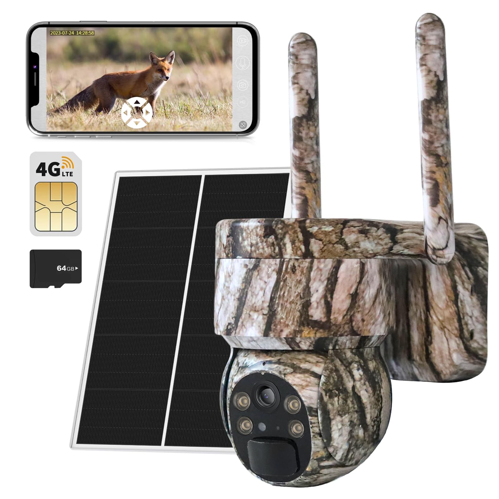Panoraxy Wildkamera, 2K 4G LTE Cellular Trail Camera mit 64G TF&SIM ...