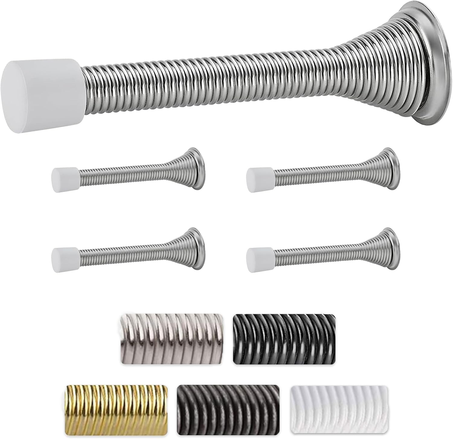 Amazon.com: 5 Pcs Large 3.35" Brushed Nickel Spring Door Stoppers for ...