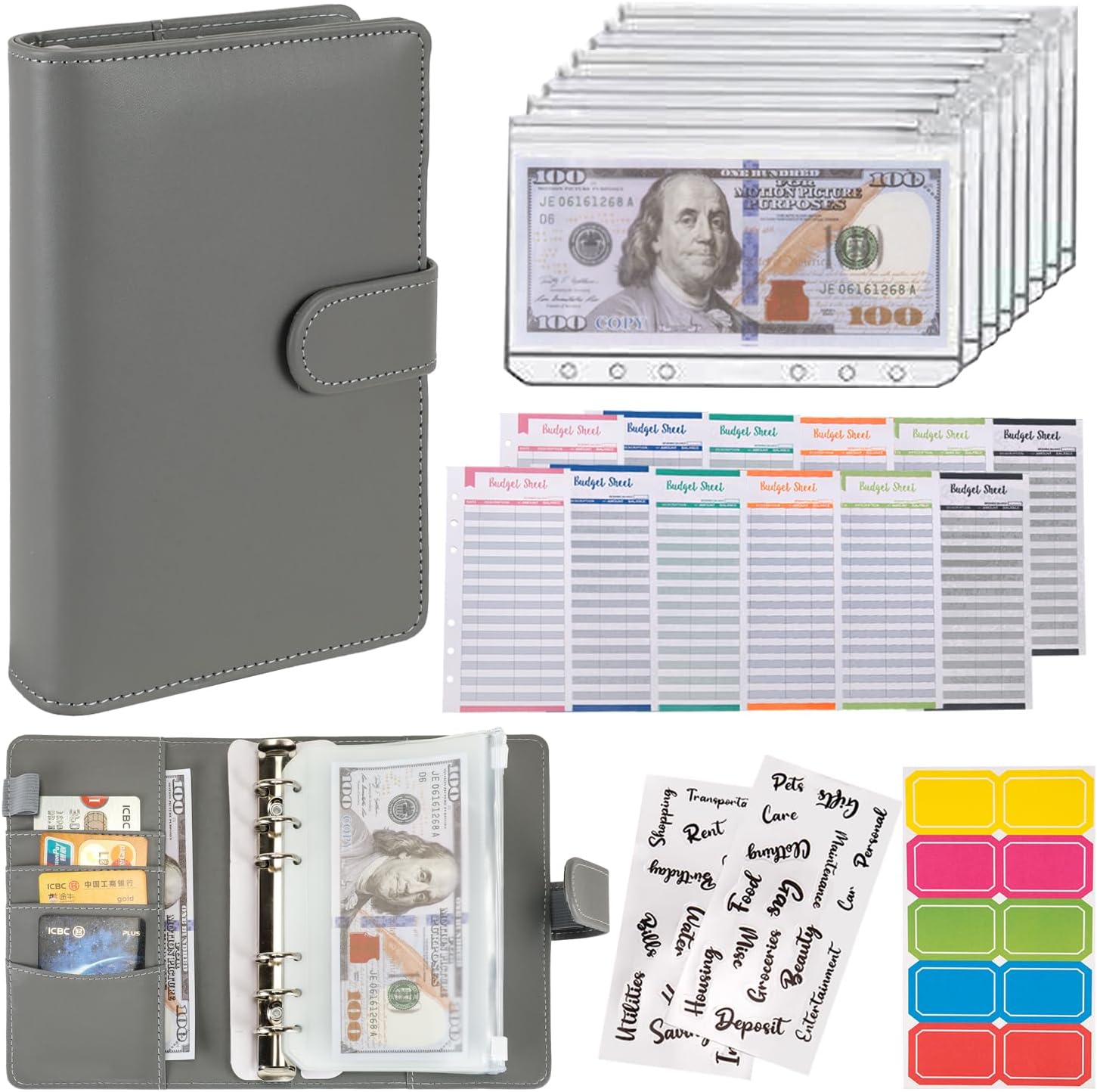 Amazon.com : NICOOTHBudget Binder Cash Envelopes A6 Money Saving Binder ...