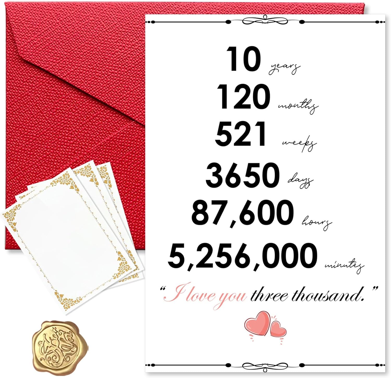 Amazon.com : TBTFW 10th Anniversary Card for Him Her, 10 Year ...