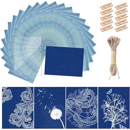 KINBOM 32pcs Cyanotype Paper, Sun Print Paper Light Sensitive Paper ...