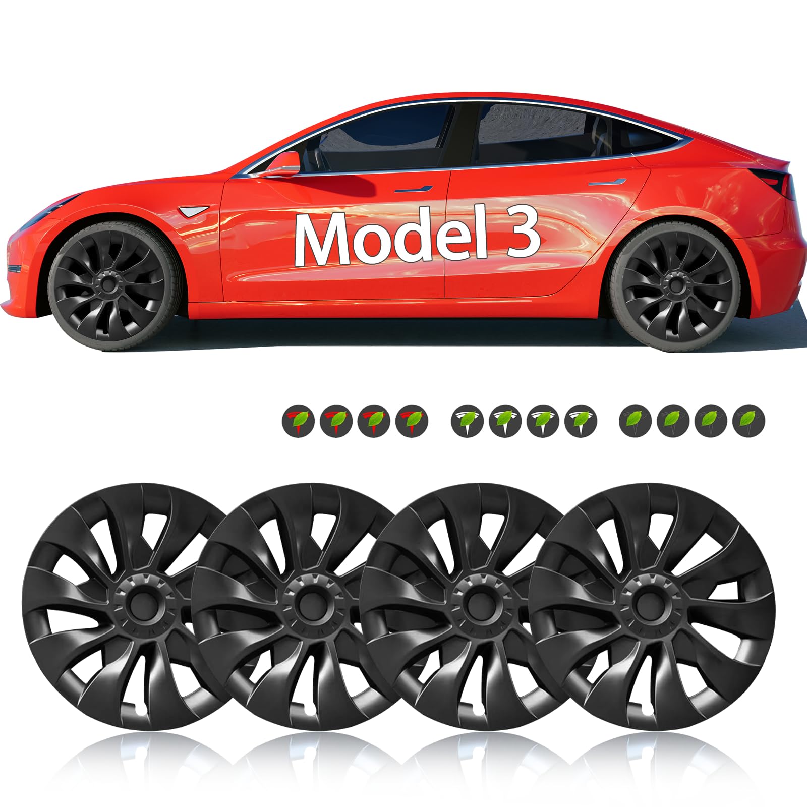 Amazon.com: Wheel Covers for Model 3 18 Inch,4 Pcs Hubcaps Compatible ...