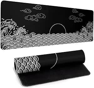 Amazon.com: Japanese Sea Wave Gaming Mouse Pad Black Large Anime ...