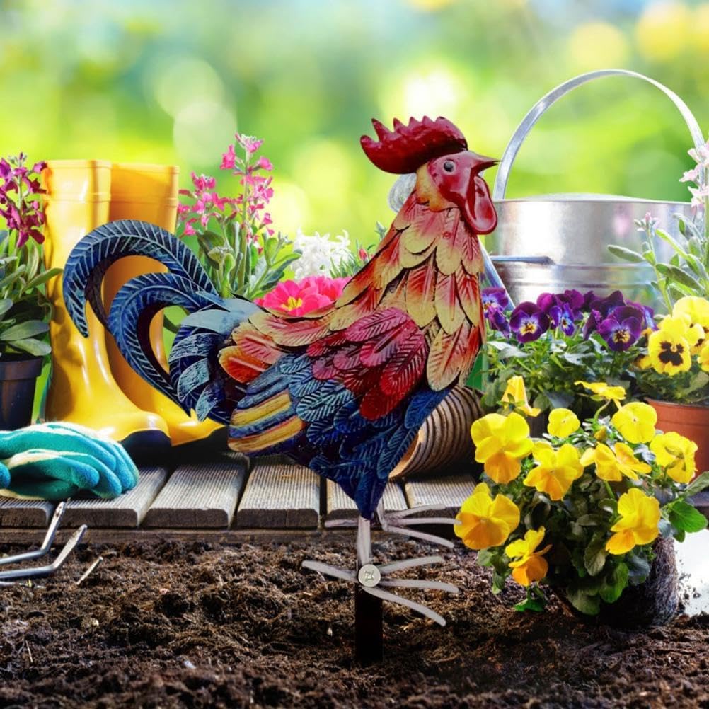 Amazon.com: Metal Rooster Decor,Yard Chicken Decorations,Outdoor Garden ...
