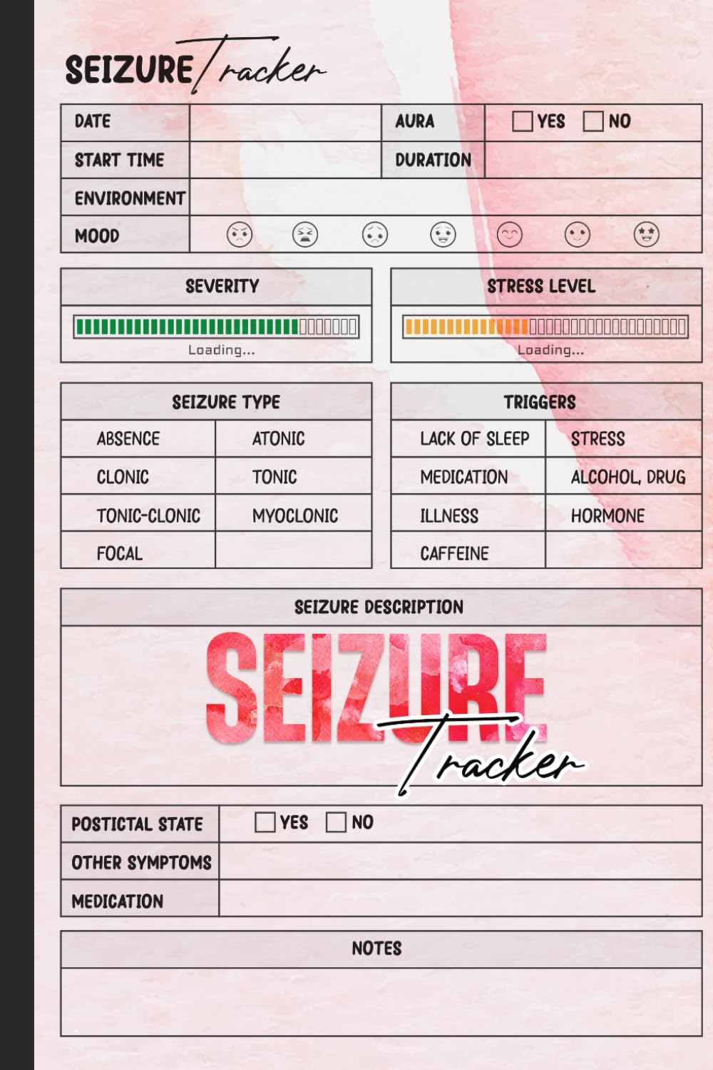 Seizure Tracker Log Book: Daily Epilepsy Journal for Children and ...