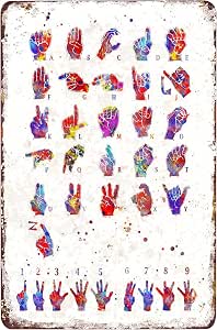 Amazon.com : ASL sign language alphabet watercolor sign language ...