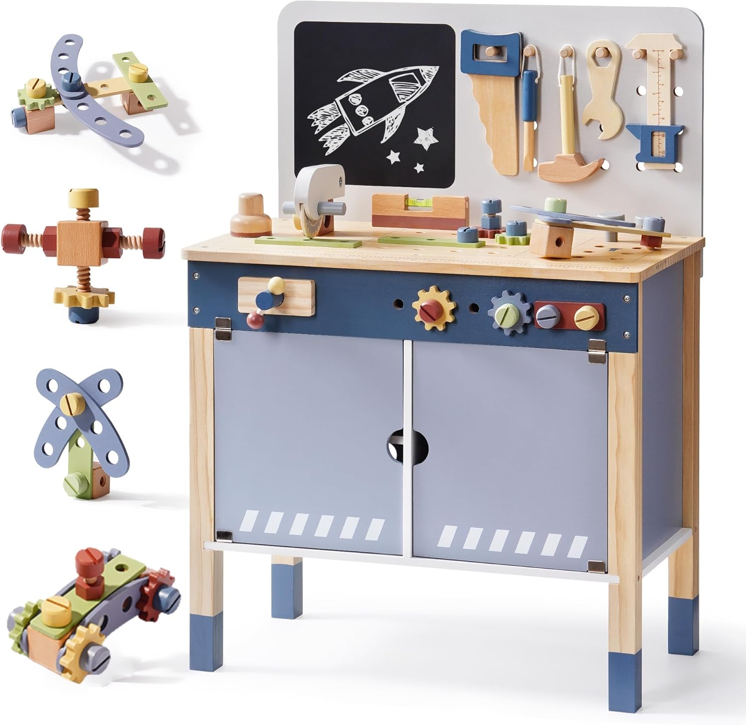 Amazon.com: ROBOTIME Kids Tool Bench, Wooden Tool Workbench for Toddler ...