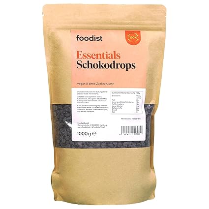 Foodist Schokodrops 1KG mit veganer Schokolade überzogen ohne Zucker ...