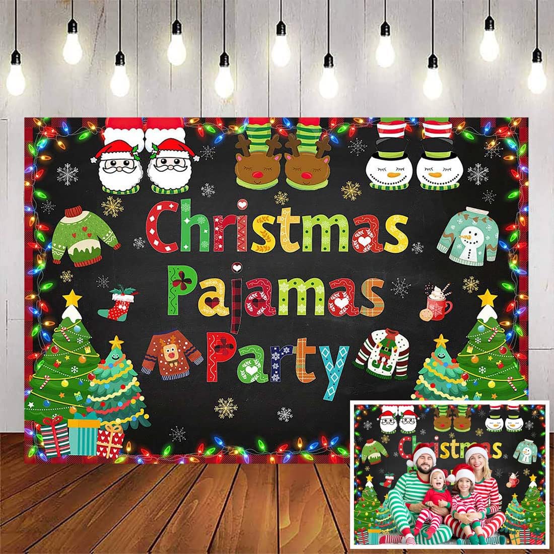Amazon.com : Avezano Christmas Pajamas Backdrop for Family Photography ...