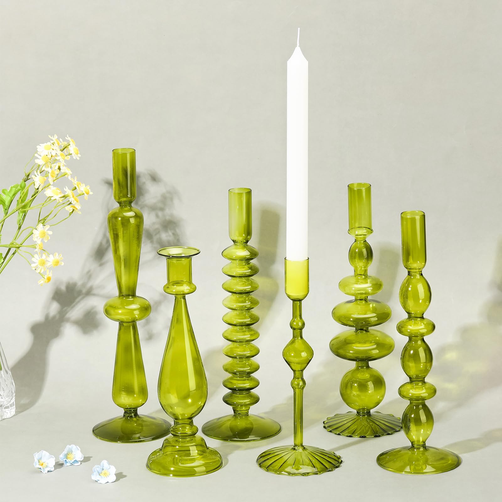 Amazon.com: WDHODEC Taper Candle Holders 12PCS Glass Candlestick ...