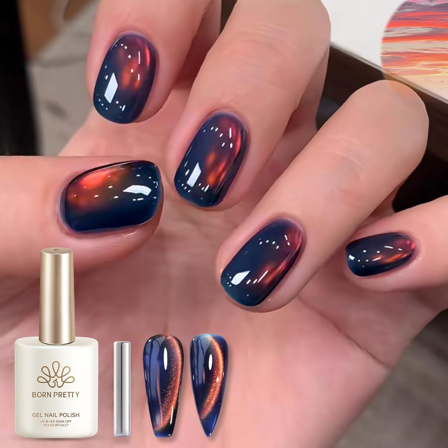 Amazon.com: Born Pretty 15ML Cat Magnetic Eye Gel Nail Polish,Rainbow ...