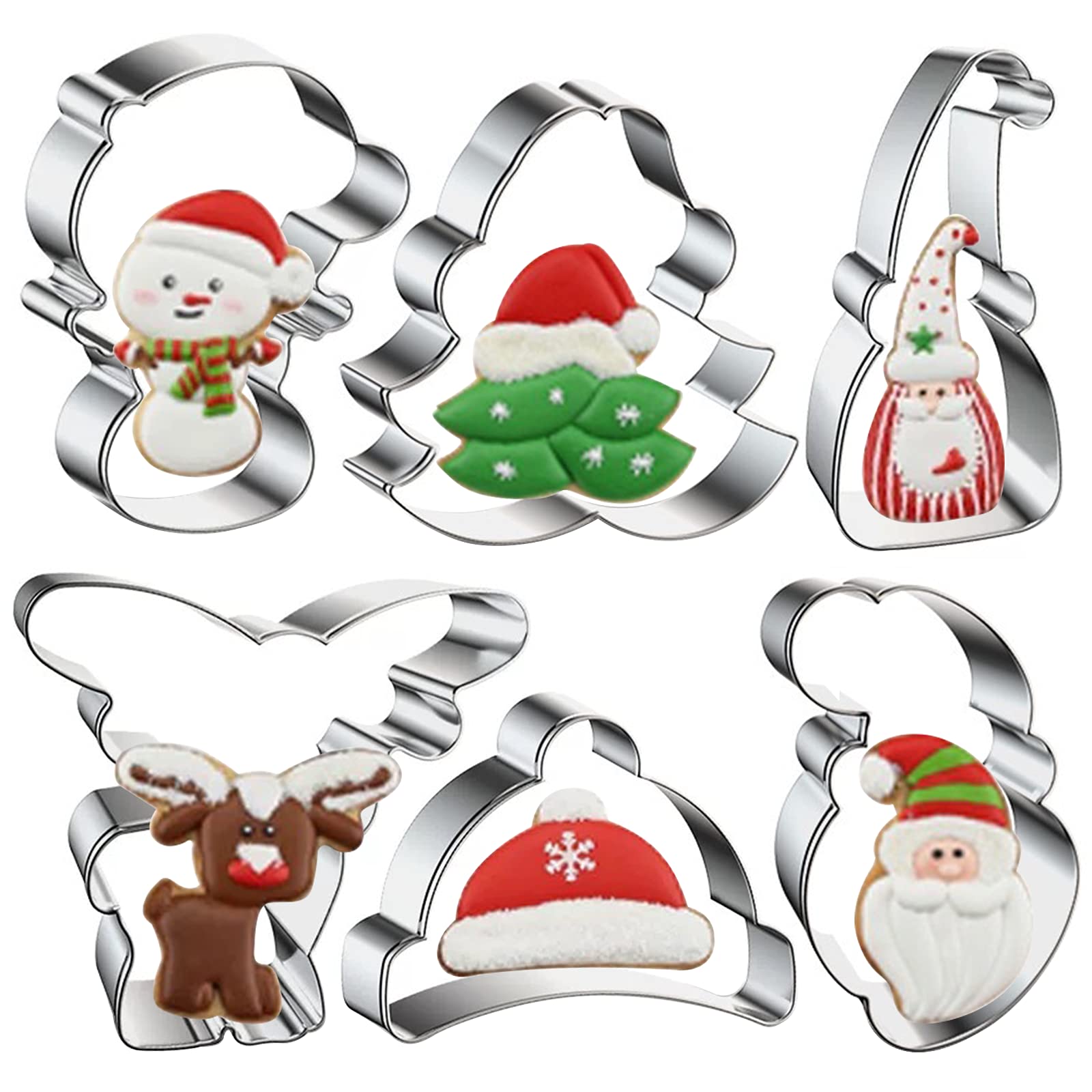 Christmas Cookie Cutters Set 6pcs Xmas Cookie Cutters Stainless Steel ...