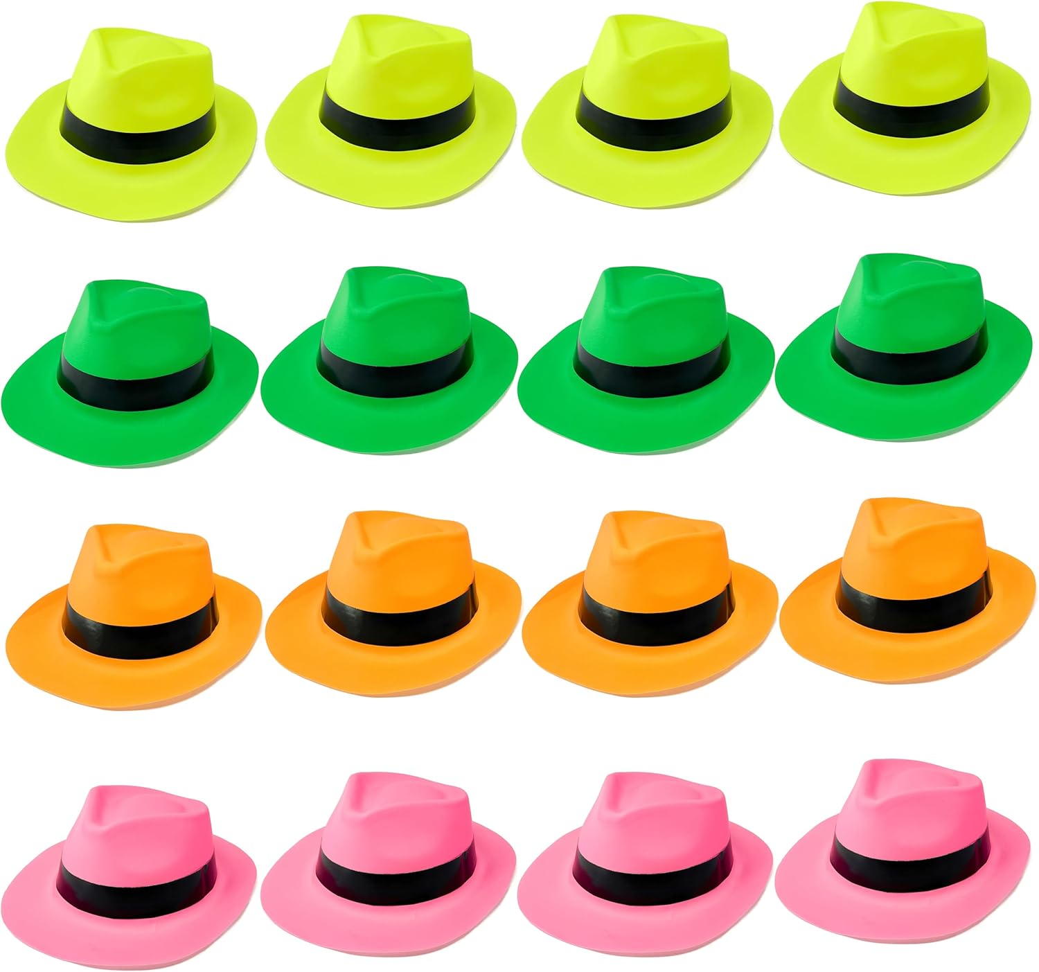 Amazon.com: Podzly 12 Neon Fedora Panama Party Hats - Costume Hat for ...
