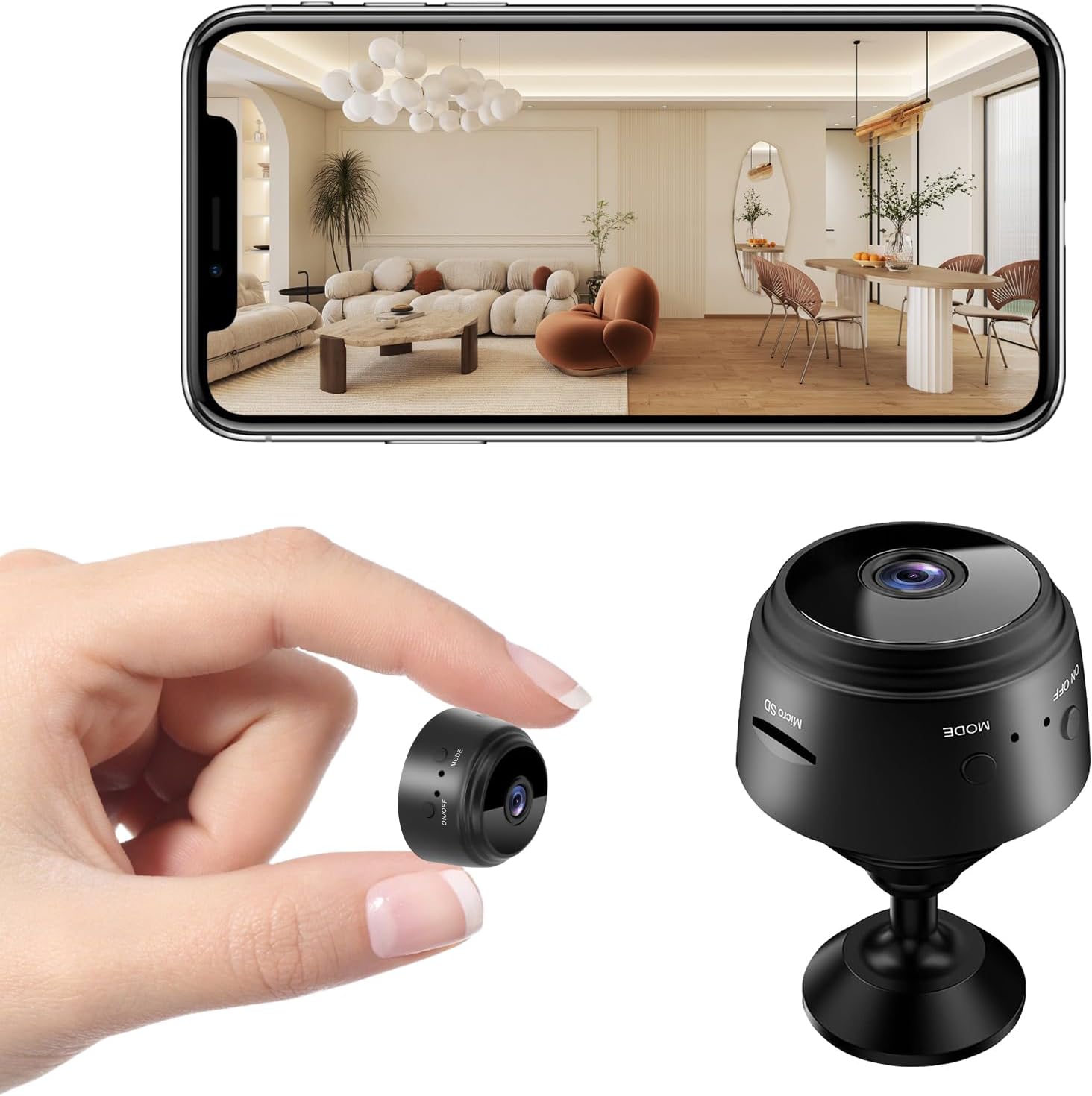 1080P WiFi Spy Camera Hidden Camera Wireless Home Security Long-lasting ...