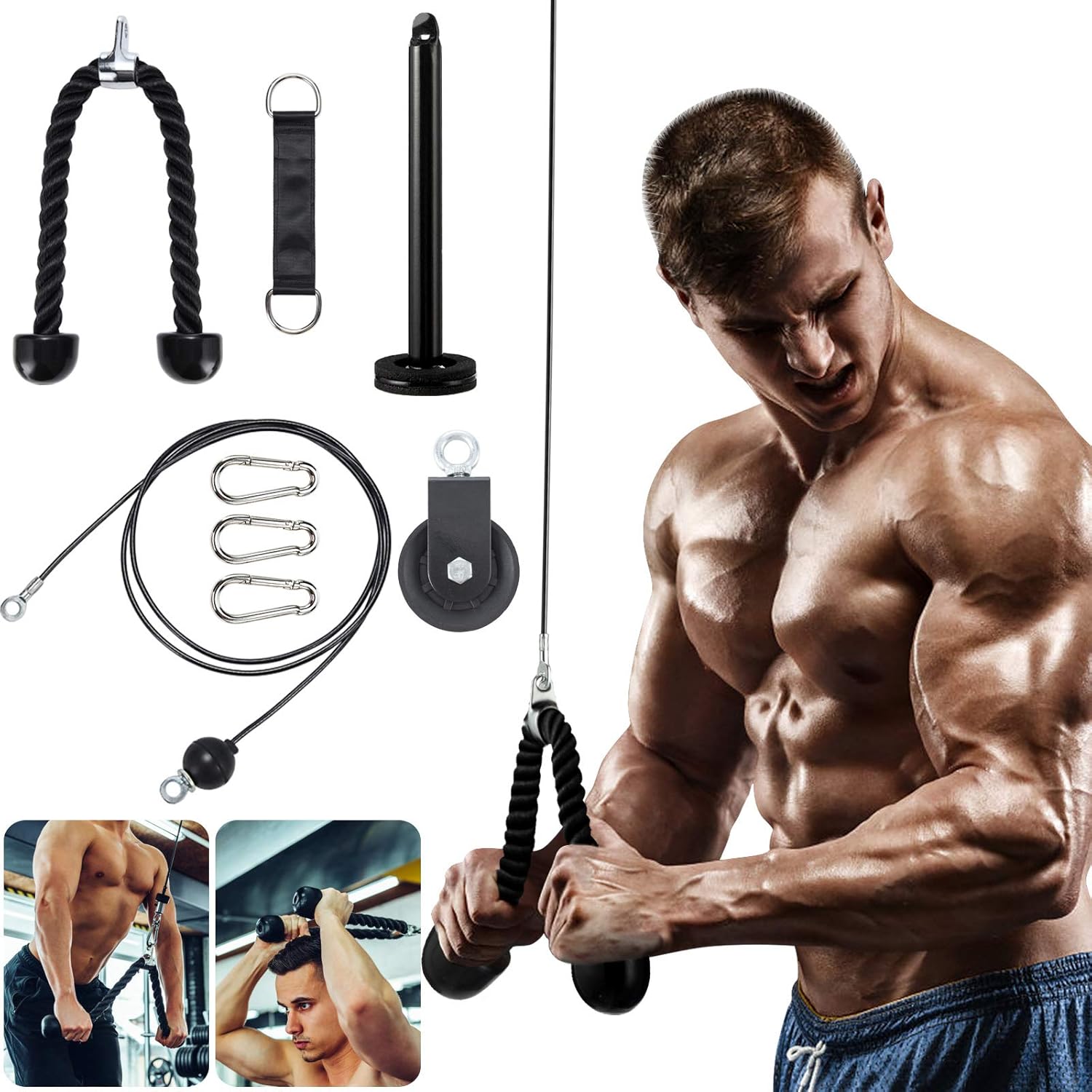 Amazon.com: PELLOR Pulley Cable Machine, Fitness LAT and Lift Pulley ...