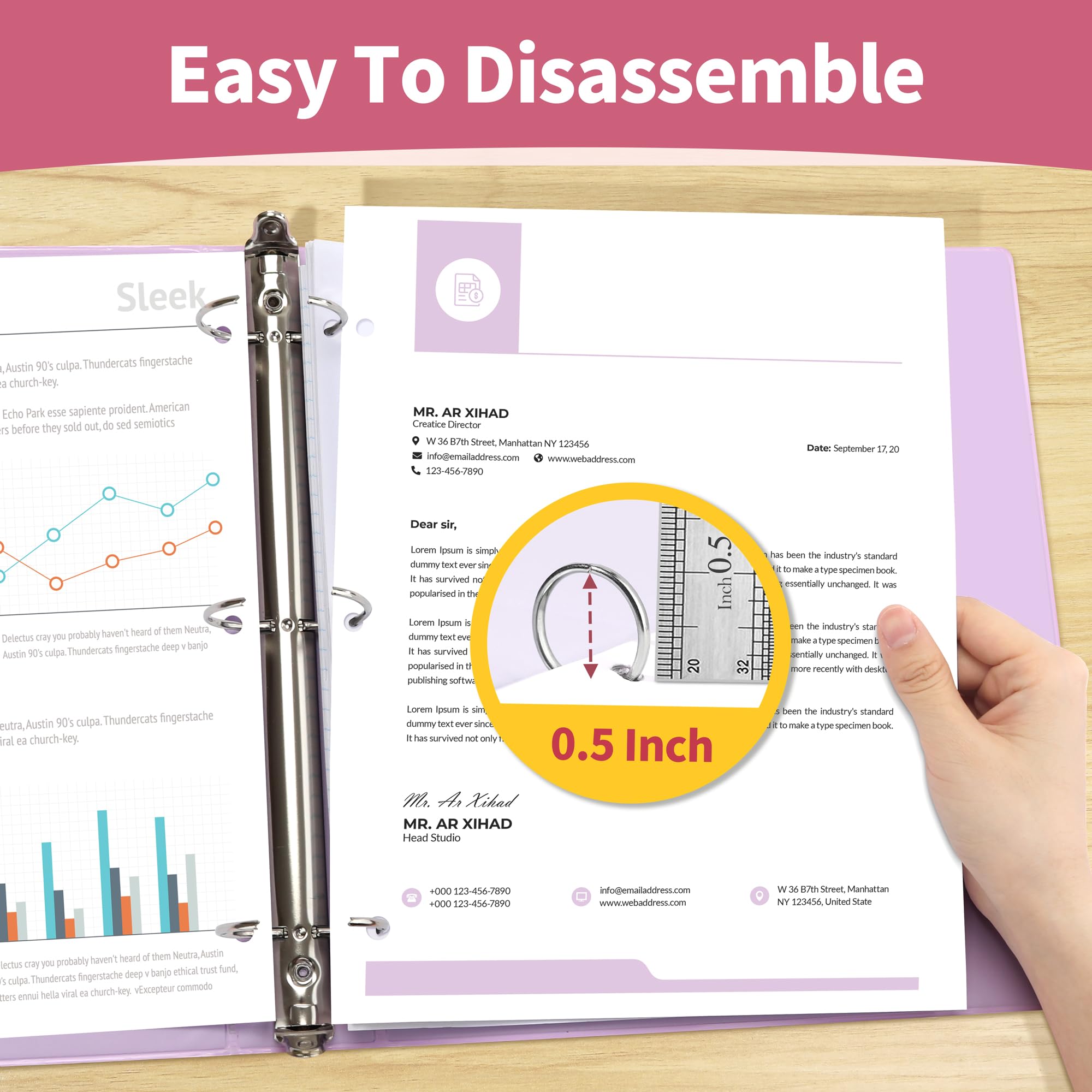 Snapklik.com : SUNEE 1/2 Inch Binders 3 Ring 6 Pack, 3 Ring Binders Clear View PVC-Free Bulk