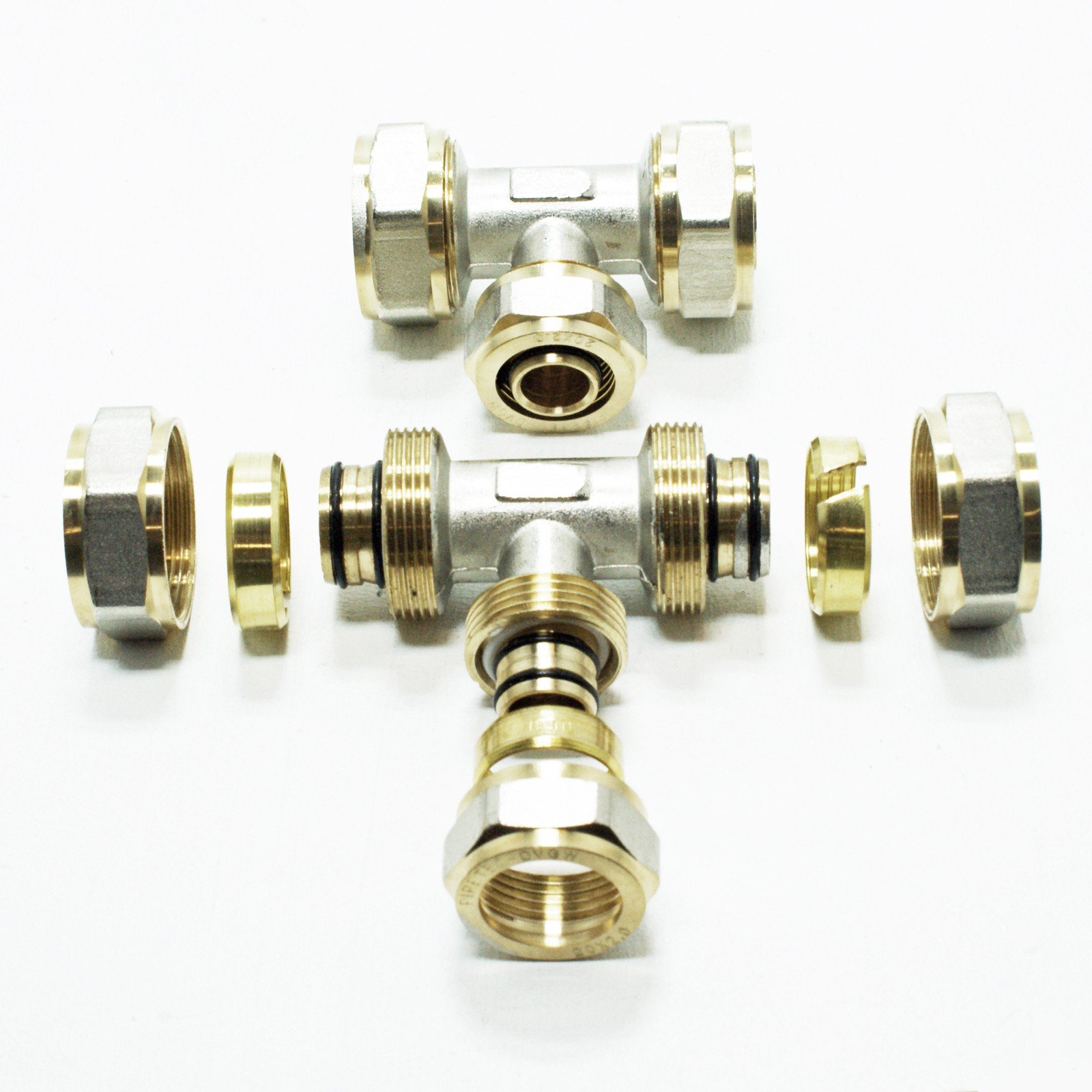 German Drinking Water Fitting PIPETEC Brass Arc Clutch Tee Fitting For ...