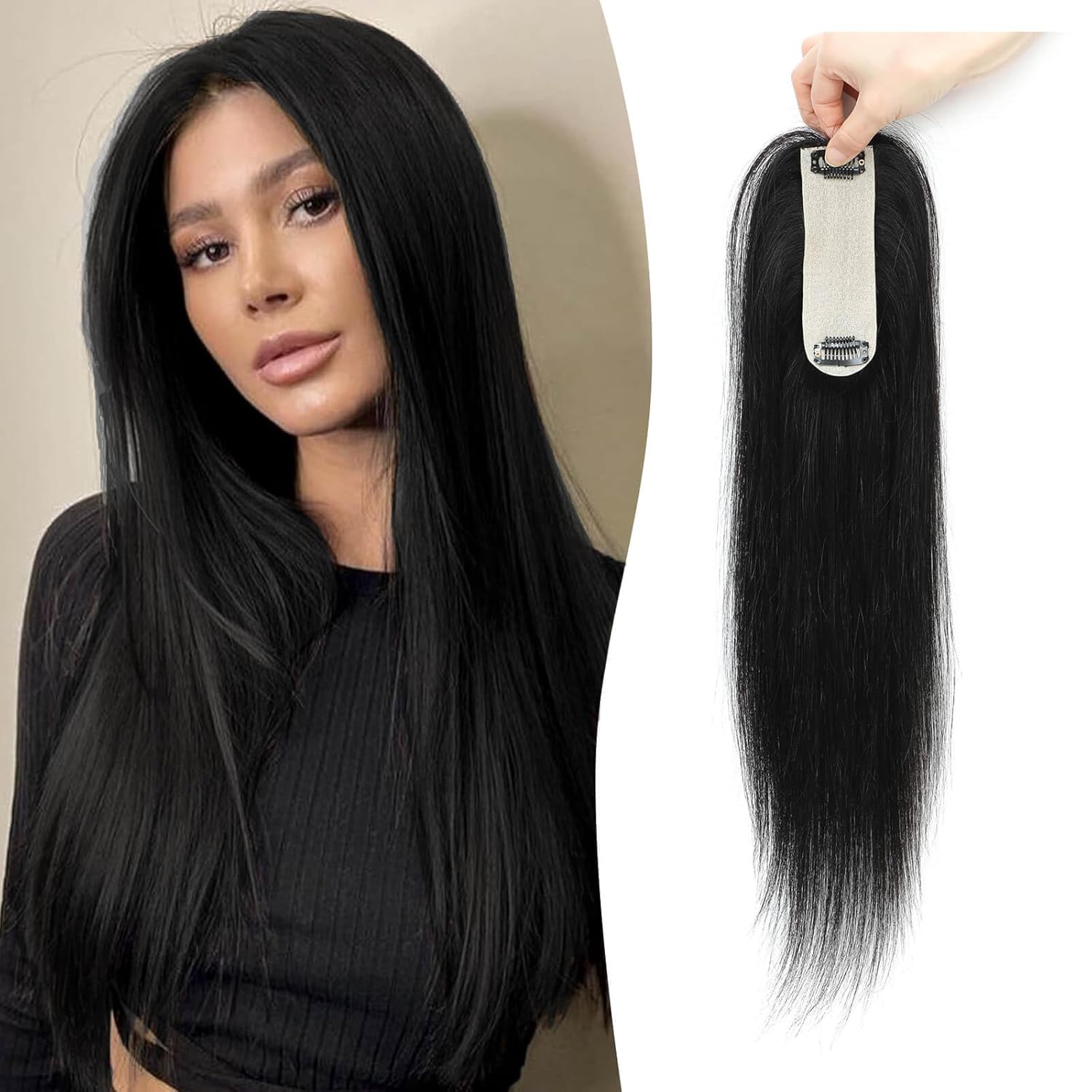 Amazon.com: Megito Real Human Hair Scalp Line Toppers for Women with ...