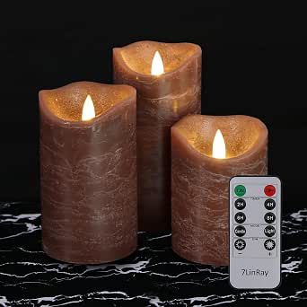 Amazon.com: 7LinRay Brown Flameless Candles with Remote, Real Wax ...