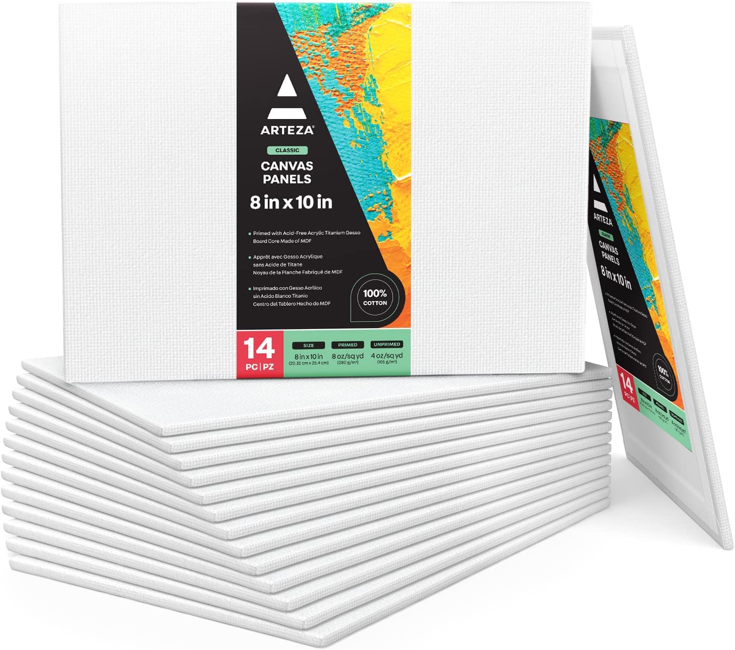 Amazon.com: ARTEZA Canvas Boards for Painting, 8 x 10 Inches, Pack of ...